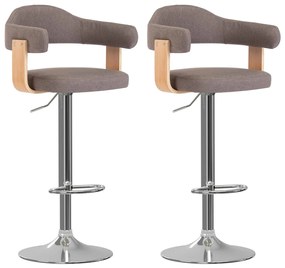 Barové stoličky 2 ks taupe ohýbané dřevo a textil - Default Title