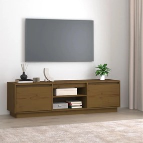 TV skříňka medově hnědá 140 x 35 x 40 cm masivní borové dřevo - Default Title