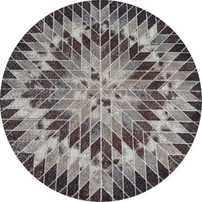 DY Hnědý kulatý koberec s geometrickým vzorem Panamero 10 Rozměr: 80 cm