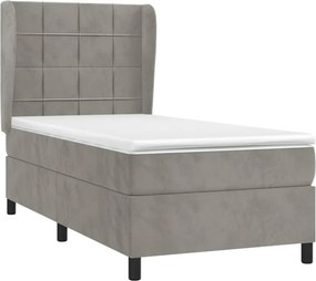 Box spring postel s matrací světle šedá 90x200 cm samet 3129189
