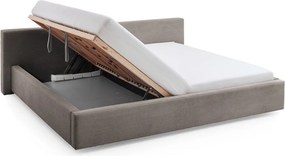 Taupe čalouněná dvoulůžková postel s úložným prostorem s roštem 200x240 cm Cube – Meise Möbel