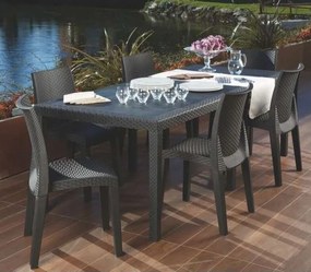 Progarden Zahradní plastový ratanový stůl Queen Rattan 220 x 90 x 72 cm antracit