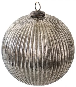 Stříbrno černá vánoční skleněná ozdoba koule XL – 20x20 cm
