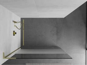 Mexen Kioto L, sprchová zástěna Walk-In 70 x 200 cm, 8mm čiré sklo-námraza, zlatý matný profil, 800-070-103-55-35