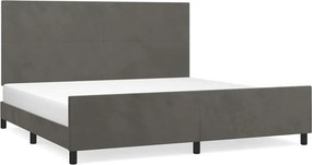 Rám postele bez matrace tmavě šedý 200 x 200 cm samet 3125654