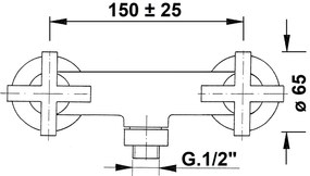 Reitano Rubinetteria, AXIA nástěnná sprchová baterie, chrom, 586