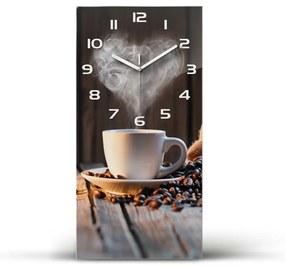 Wallmuralia Nástěnné skleněné hodiny Šálek kávy 30x60 cm