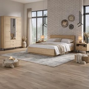 Postel s roštem, dub cremona, 160x200, COLEN Kondela 0000420391