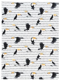 SCANquilt utěrka DEKORO tukani bíločerná 50 x 70 cm