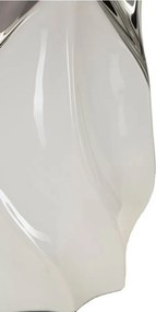 Bílá/ve stříbrné barvě keramická stolní lampa s textilním stínidlem (výška 51 cm) Shiney – Mauro Ferretti