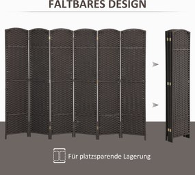 HOMCOM 6-panelový skládací paravan 240x170 cm pro obývací pokoj, ložnici a kancelář, hnědý
