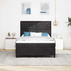 Postel s boxspringem s matrací s čelo Černý 140 x 200 cm samet 3339772