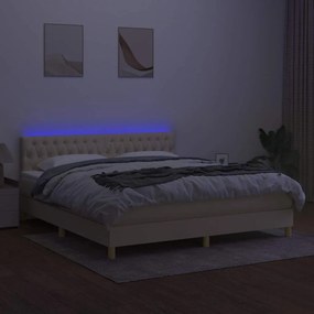 Box spring postel s matrací a LED krémová 160x200 cm textil 3133970