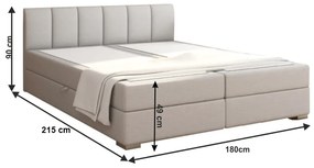 Kondela Boxspringová postel 180x200, světle šedá, RIANA KOMFORT