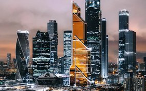 Vícedílný obraz Panorama Centra Moskvy A Mrakodrapů Nedostatek Nedostatek Přírodní plátno 240x150