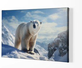 Obraz na plátně - Lední medvěd se rozhlíží ve sněžných horách FeelHappy.cz Velikost obrazu: 120 x 80 cm