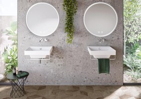 Kulaté dotykové zrcadlo s LED osvětlením MMJ 80 cm stříbrné