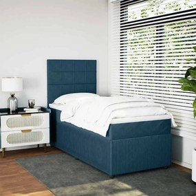 Box spring postel s matrací modrá 90 x 190 cm samet 3294518