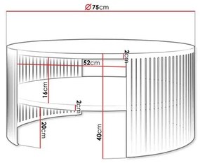 Konferenční stolek FIKOLI 40x75 cm černá/zlatý dub