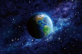 DIMEX | Samolepicí vliesová fototapeta na zeď Planeta Země MA-5-2231 | 375 x 250 cm | zelená, modrá, fialová, černá