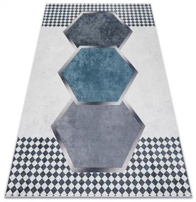 Dywany Luszczow Kusový koberec ANDRE pratelný 1863 diamanty, geometrický protiskluz, bílá / černý Rozměr koberce: 120 x 170 cm