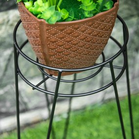 Sada 3 kovových stojanů na květiny Outsunny pro květináče do Ø16 cm, elegantní stojan na květiny v černé barvě | Aosom.de
