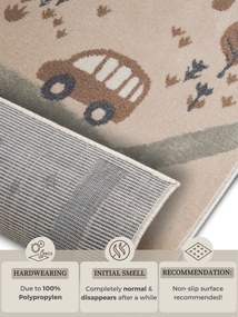 Hanse Home, Dětský koberec Adventures 105972 Cream Brown Grey, 120x170, béžová, dětský pokoj
