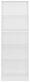 vidaXL Knihovna s 5 policemi bílá vysoký lesk 60x24x175 cm dřevotříska
