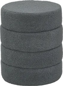 HOMCOM taburet, kulatý, teddy fleece, do 120 kg, Φ40x45H cm, tmavě šedá