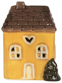 Žlutý keramický LED domek Lamont - 7*6*10 cm