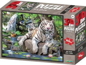 PRIME 3D PUZZLE - Bílí tygři 63 dílků