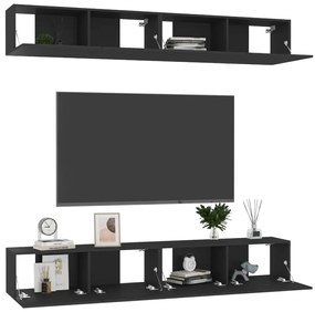 vidaXL TV skříňky 4 ks černé 100 x 30 x 30 cm kompozitní dřevo
