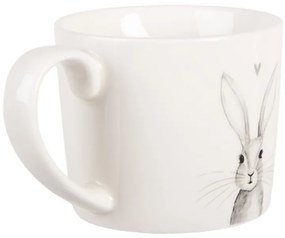 Bílý porcelánový hrneček s motivem zajíčka Rustic Bunny – 275 ml