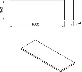Sapho PLATO deska Rockstone 1000 x 24 x 360 mm bílá mat PL106-0101