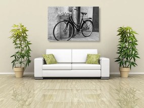 Obraz rustikální kolo v černobílém provedení - 60x40 cm