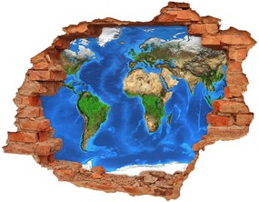 Wallmuralia Díra 3D fototapeta nálepka Mapa světa 90x70 cm