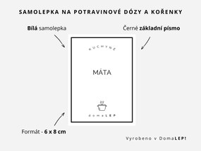 MÁTA - omyvatelná samolepka na kořenky, výběr rozměrů Ø 5 cm / 5 x 5 cm / 6 x 8 cm | DomaLEP tvar: KOLEČKO, barva: BÍLÁ - ČERNÉ písmo, velikost: Ø 5 cm - tučné písmo