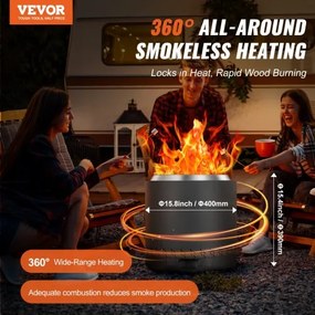Bezdýmná krbová kamna Bonfire 15,8 V Dia Wood Hořící nerezová ocel