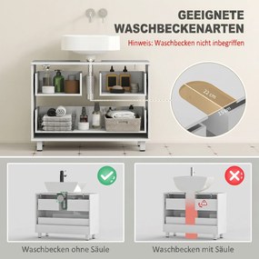HOMCOM skříňka pod umyvadlo s 2 zásuvkami, moderní bílá, pro umyvadla bez podstavce — 80 x 30 x 60 cm