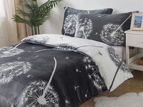 XPOSE® Mikroplyšové povlečení PAMPELIŠKY DUO Exclusive - šedé/bílé