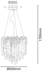 Křišťálový lustr na lanku 9xG9/40W/230V zlatá