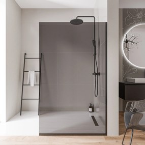 Sprchová zástěna Walk-In EX102 - 10mm šedé sklo - Nano ochrana - profil černý mat - různé šířky