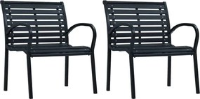vidaXL Zahradní židle 2 ks černé ocel a WPC [47939]