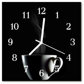 Nástenné skleněné hodiny Šálek kávy