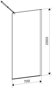 BPS-koupelny Sprchová zástěna Walk-in HYD-WI07 70 černá - bez vaničky
