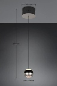 Černé/ve stříbrné barvě LED závěsné svítidlo ø 15,5 cm Orbit – Trio Select