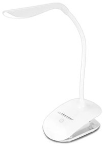 Stmívatelná LED stolní lampička s klipem, 3W, studené světlo, bílá
