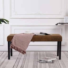 Lavice 106 cm hnědá umělá semišová kůže 281311