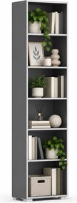 Knihovna SILVER LINE, 1 sloupec, 2230 x 600 x 400 mm, grafit