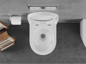 Mexen Lena, závěsná WC mísa 490x360x340 mm, Rimless Tornádo + toaletní WC sedátko z duroplastu, bílá lesklá, 30220200T